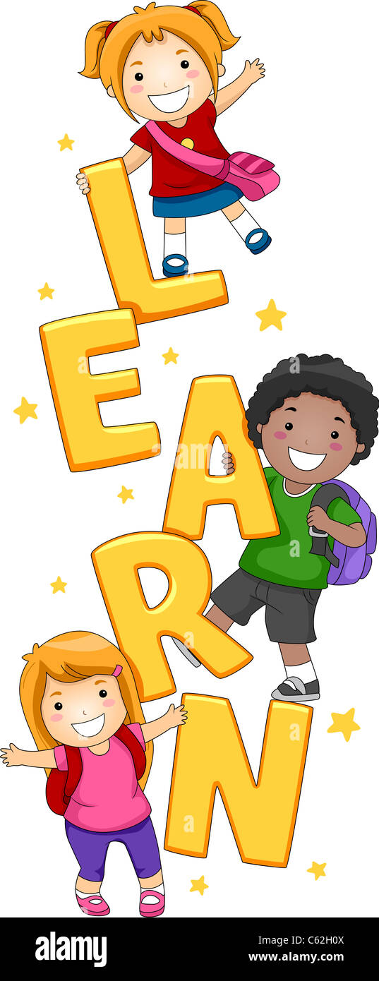 Illustration of Kids Posing with the Word Learn Stock Photo - Alamy