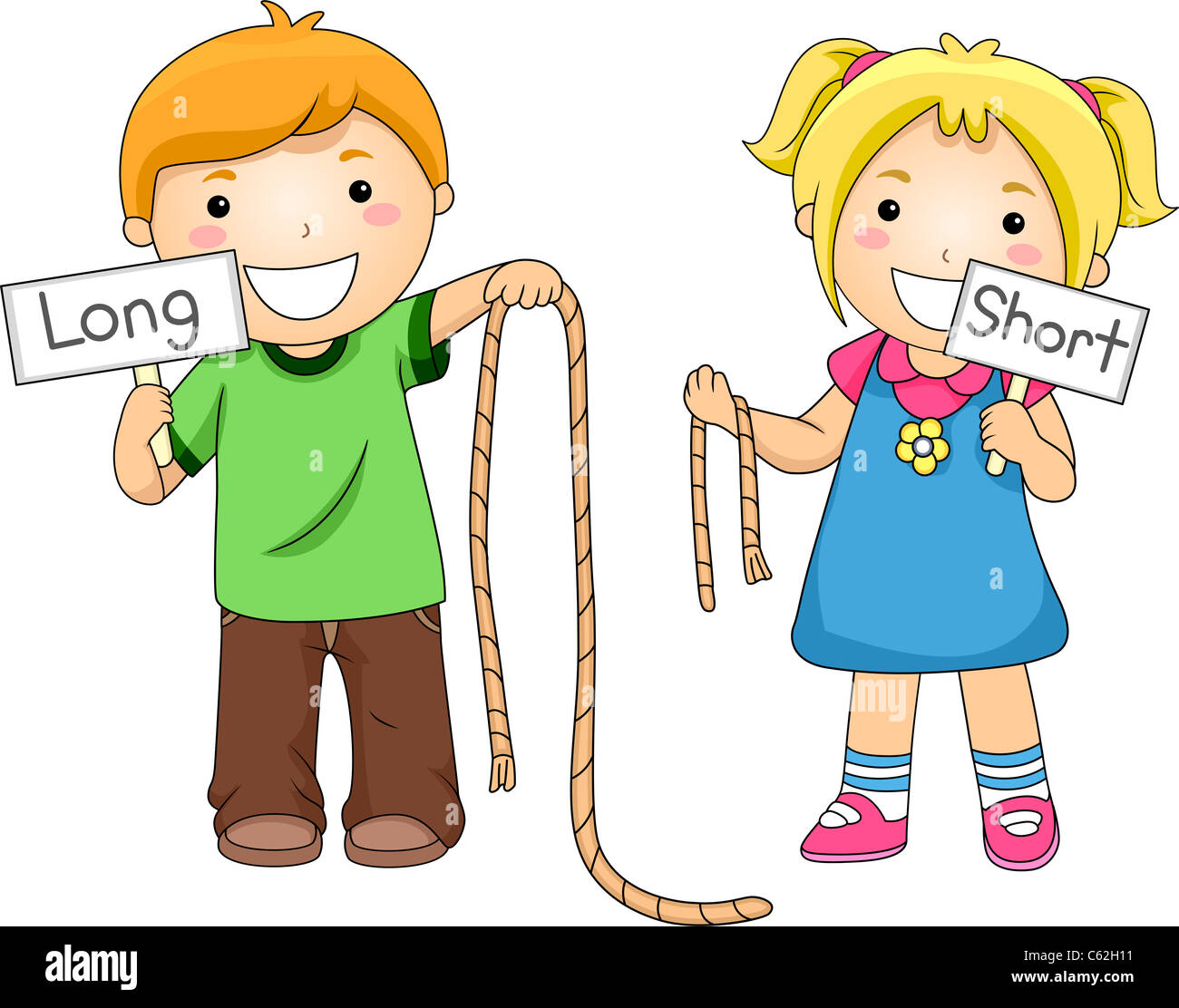 Illustration of Kids Comparing Ropes Stock Photo - Alamy