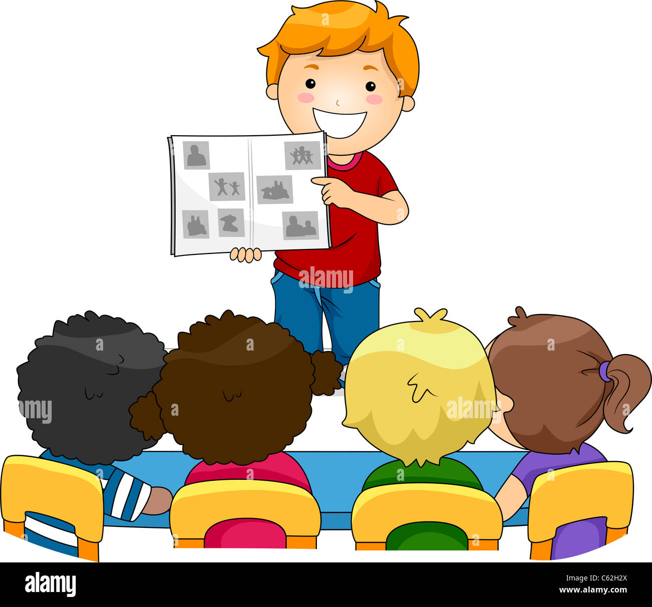 Illustration of a Kid Showing a Photo Album of Their Family Stock Photo ...