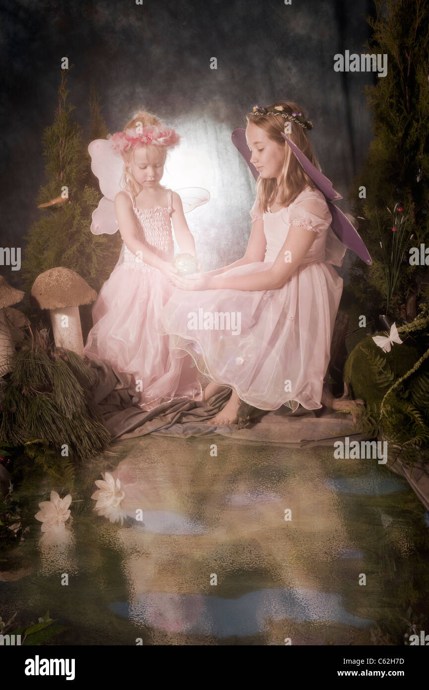 two little girls dressed as fairy Stock Photo - Alamy