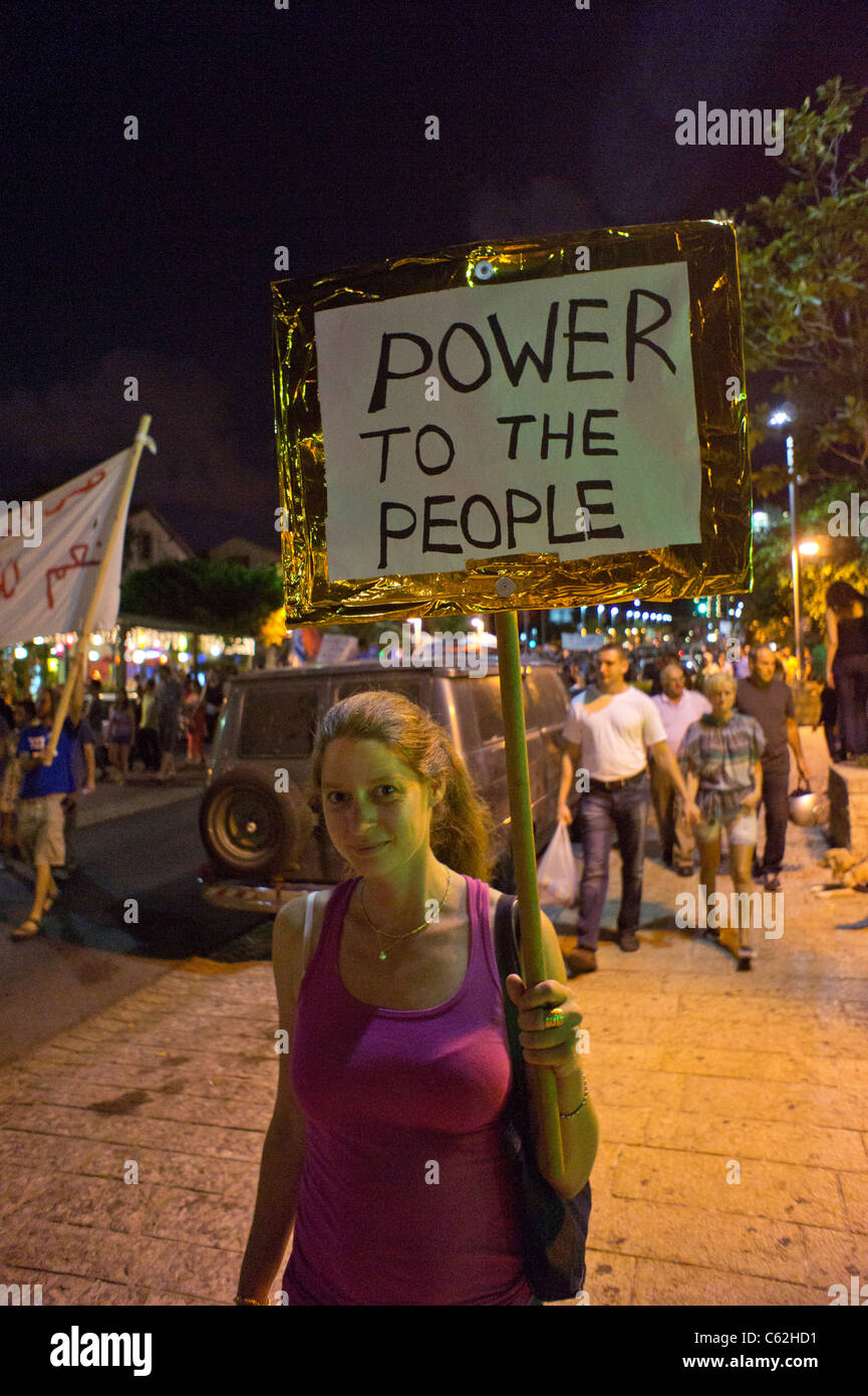 Night-time Arab Spring protest march in Haifa, Israel, with large ...