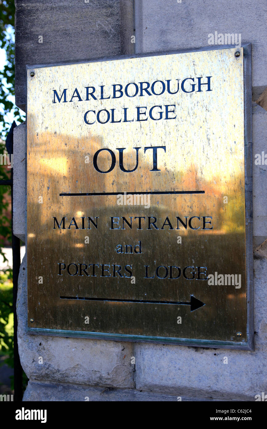 Sign outside Marlborough College Wiltshire Stock Photo - Alamy