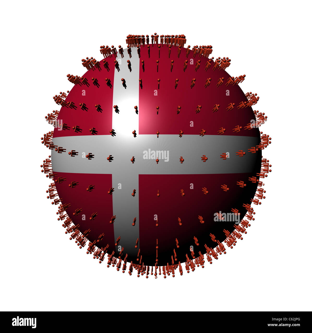 Denmark flag sphere surrounded by people illustration Stock Photo - Alamy