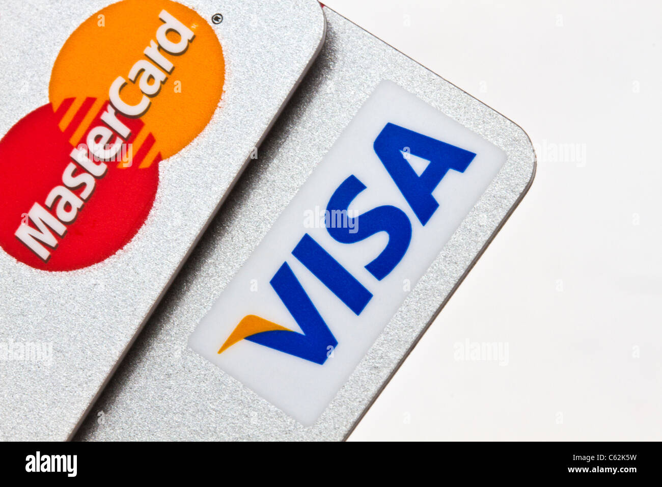 Visa and mastercard closeup on white background Stock Photo - Alamy