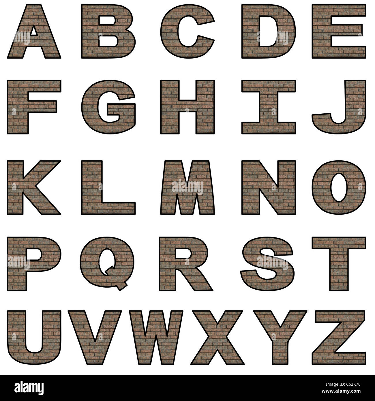Brick wall font with outline illustration Stock Photo - Alamy