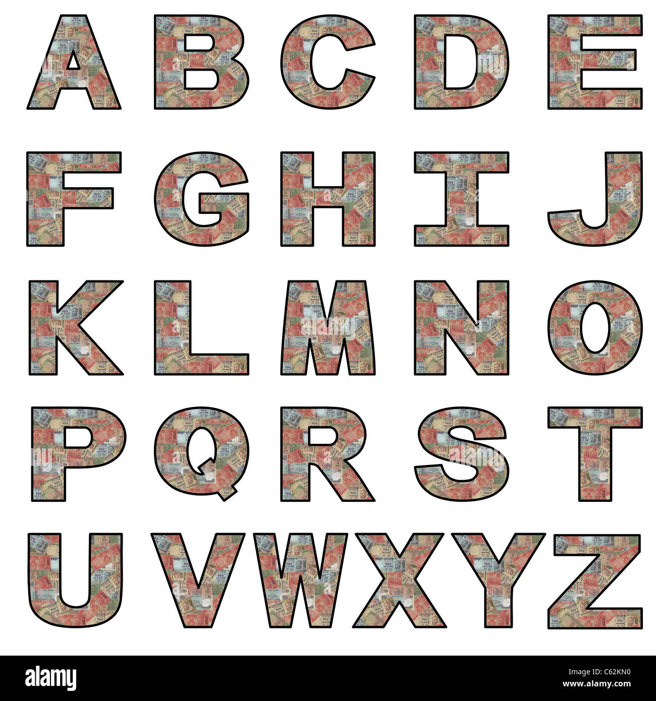 Indian Rupees font with outline illustration Stock Photo - Alamy