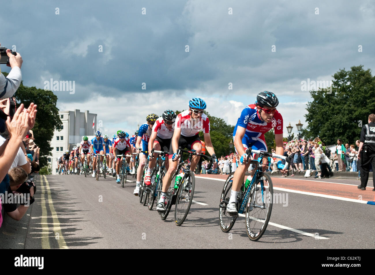 London Surrey Cycle Classic road race goes over Kingston Bridge, London ...