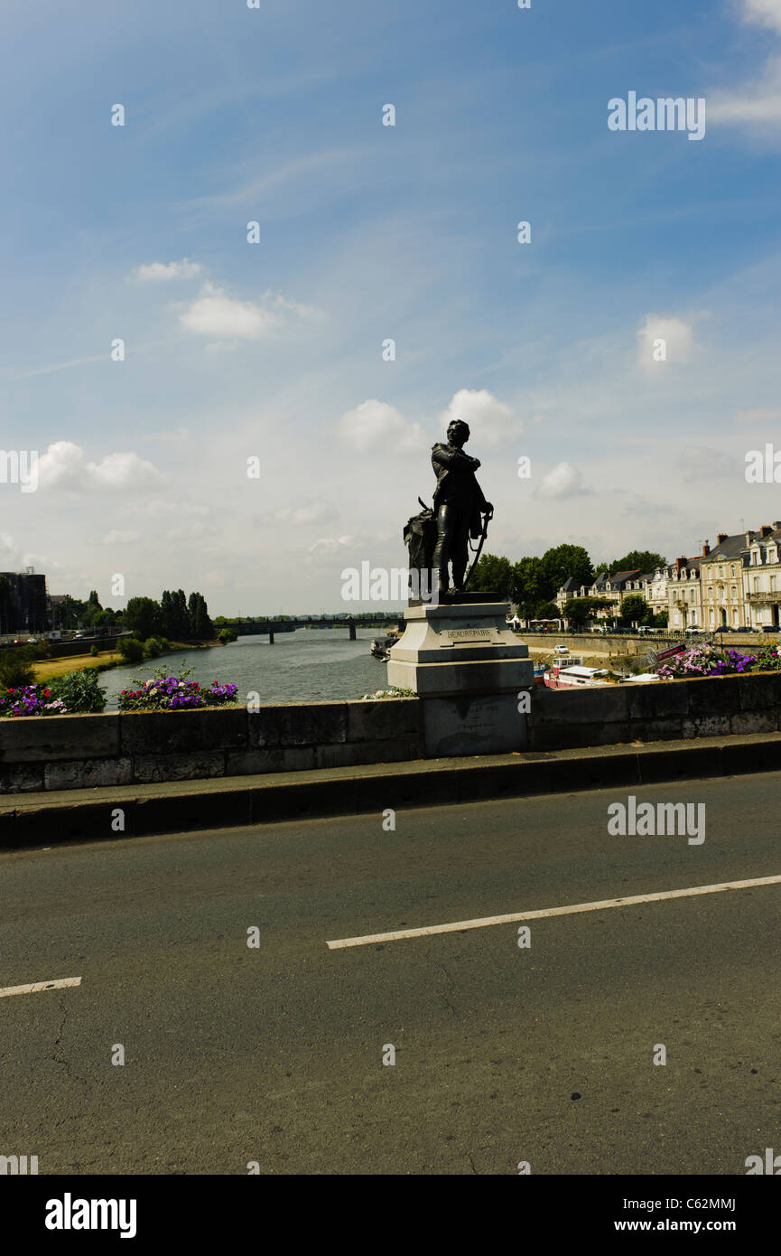 Angers Stone Bridge and Statue Stock Photo - Alamy