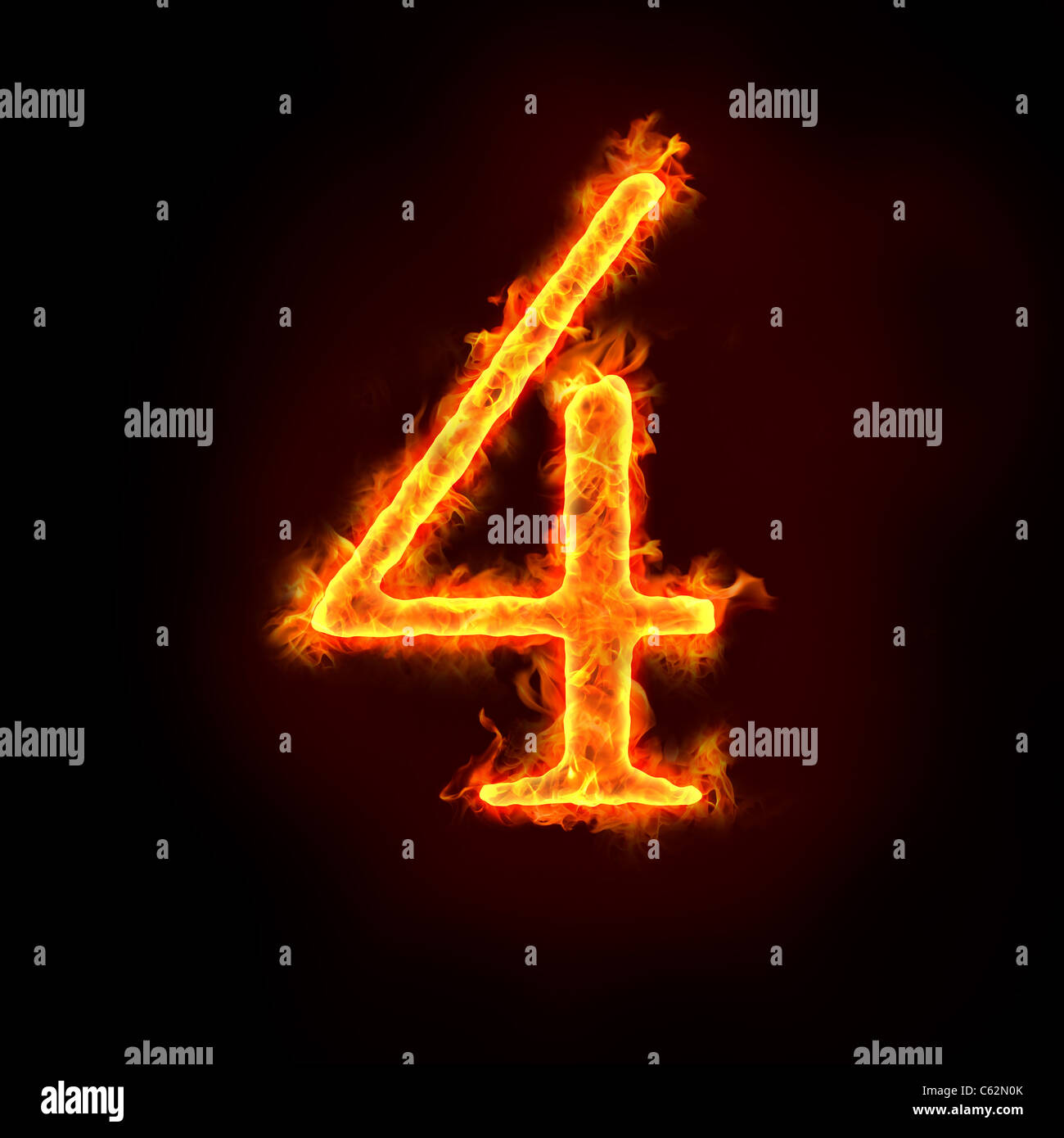 a series of fire numbers in flame, 4 or four Stock Photo - Alamy