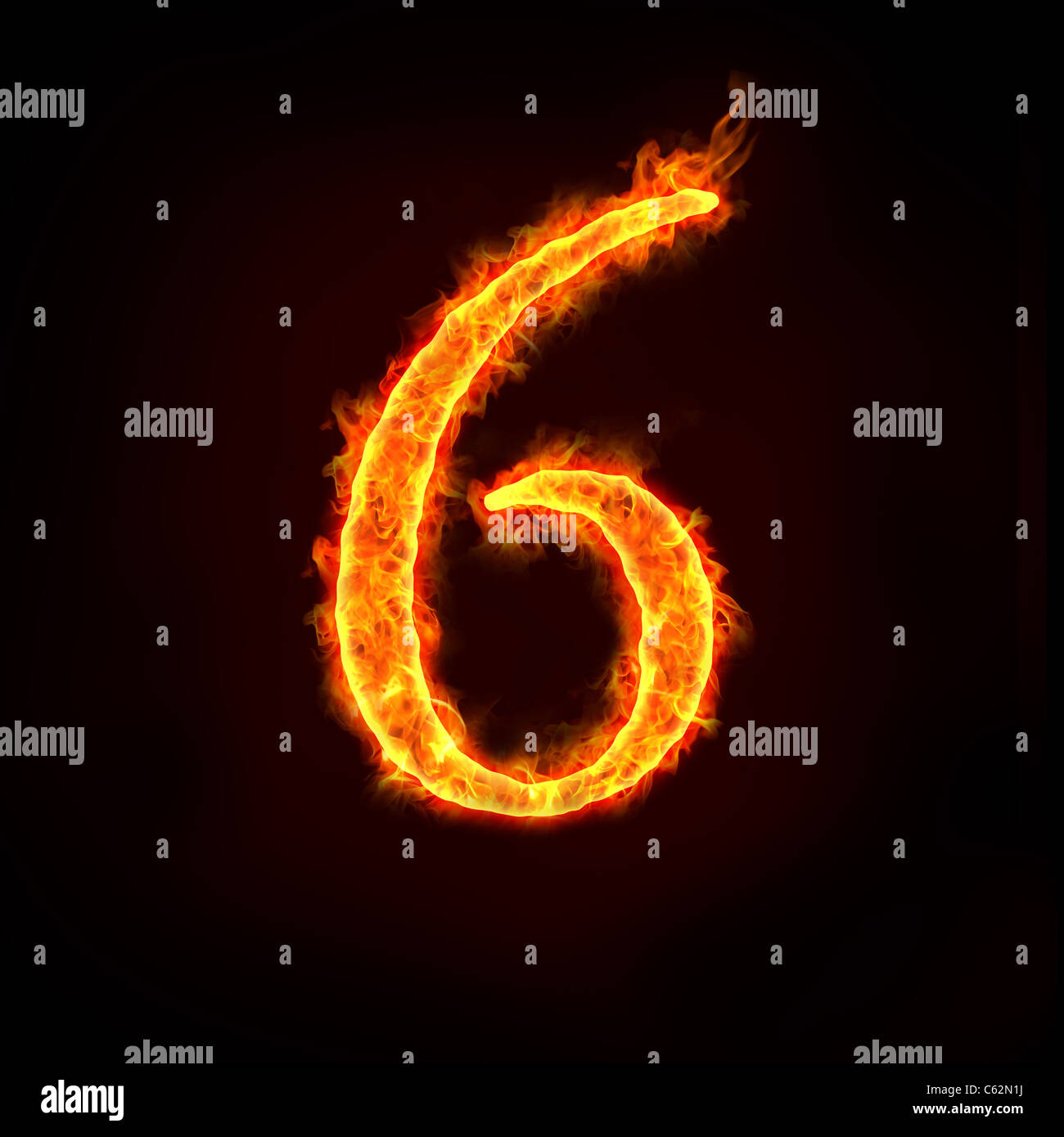 a series of fire numbers in flame, 6 or six Stock Photo - Alamy