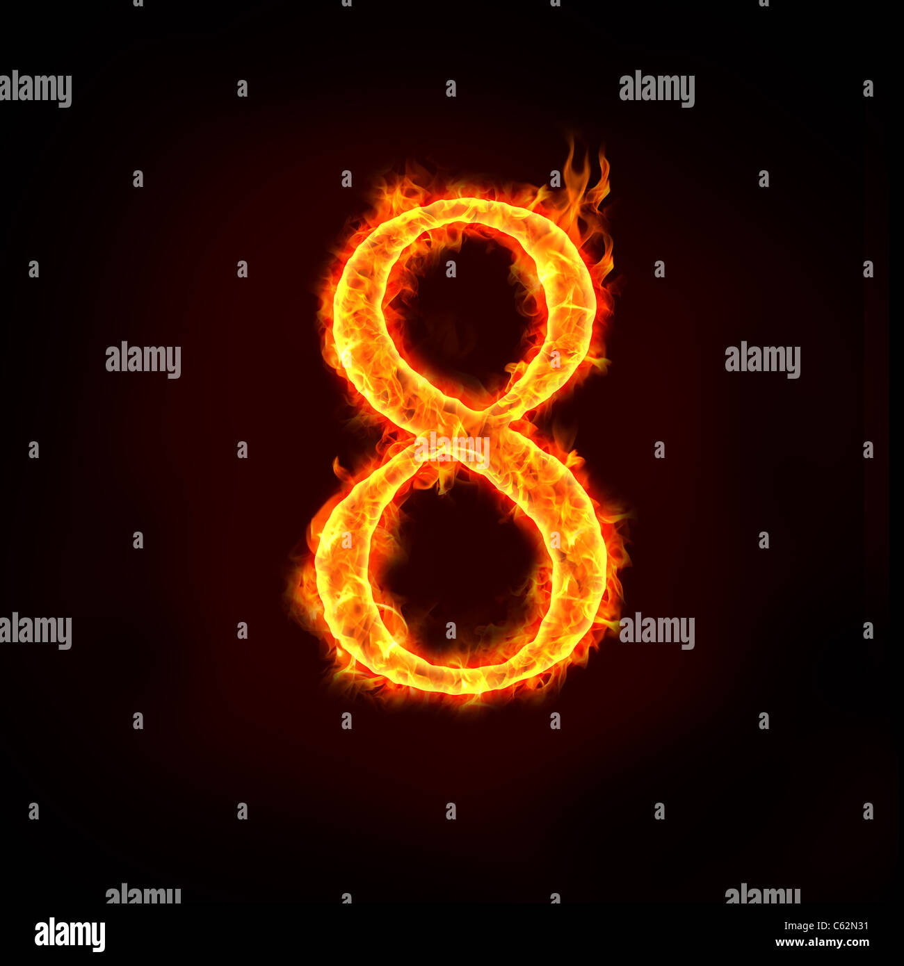 a series of fire numbers in flame, 8 or eight Stock Photo - Alamy