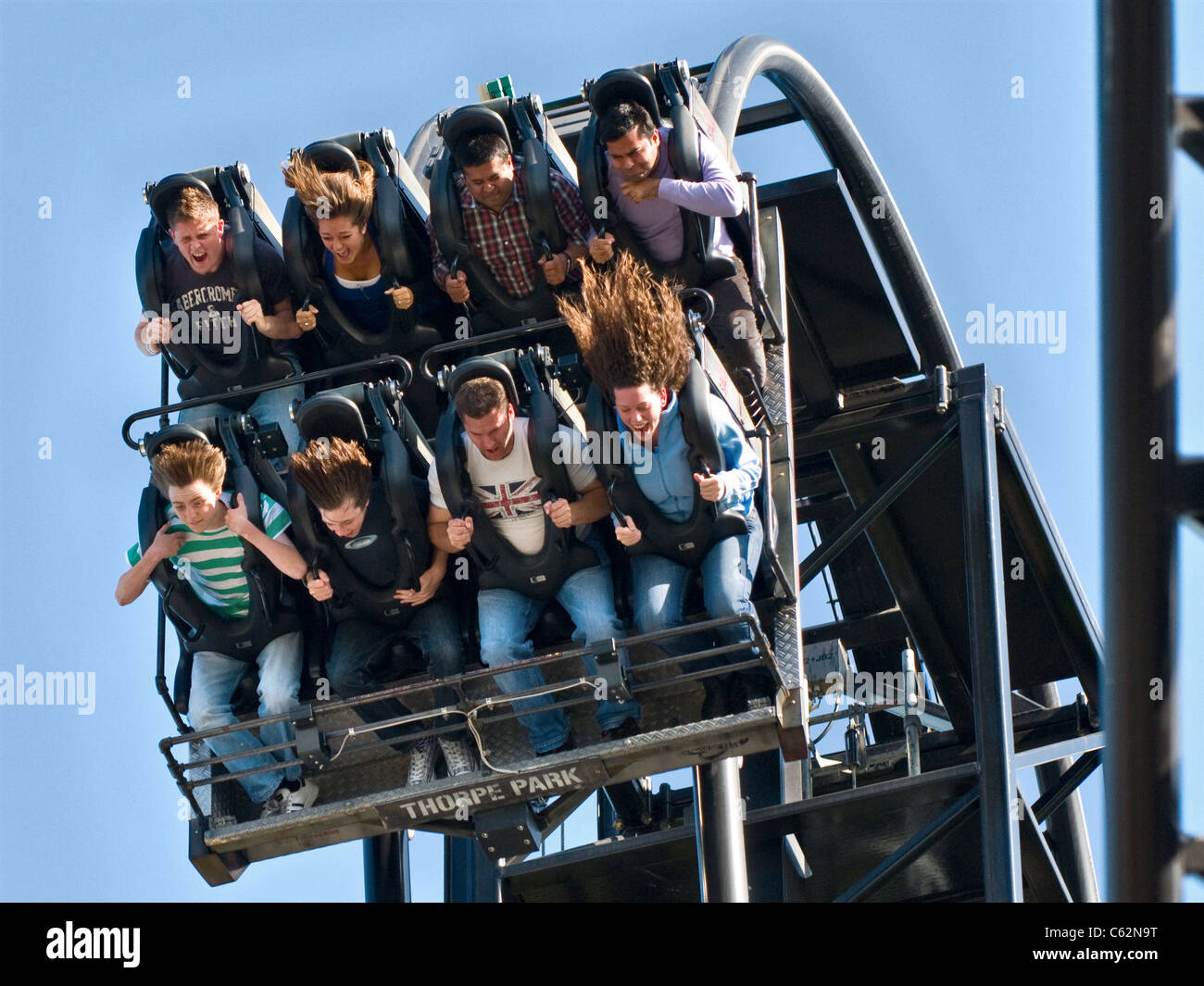 The Saw roller coaster ride, Thorpe Park Theme Park, Surrey, England ...