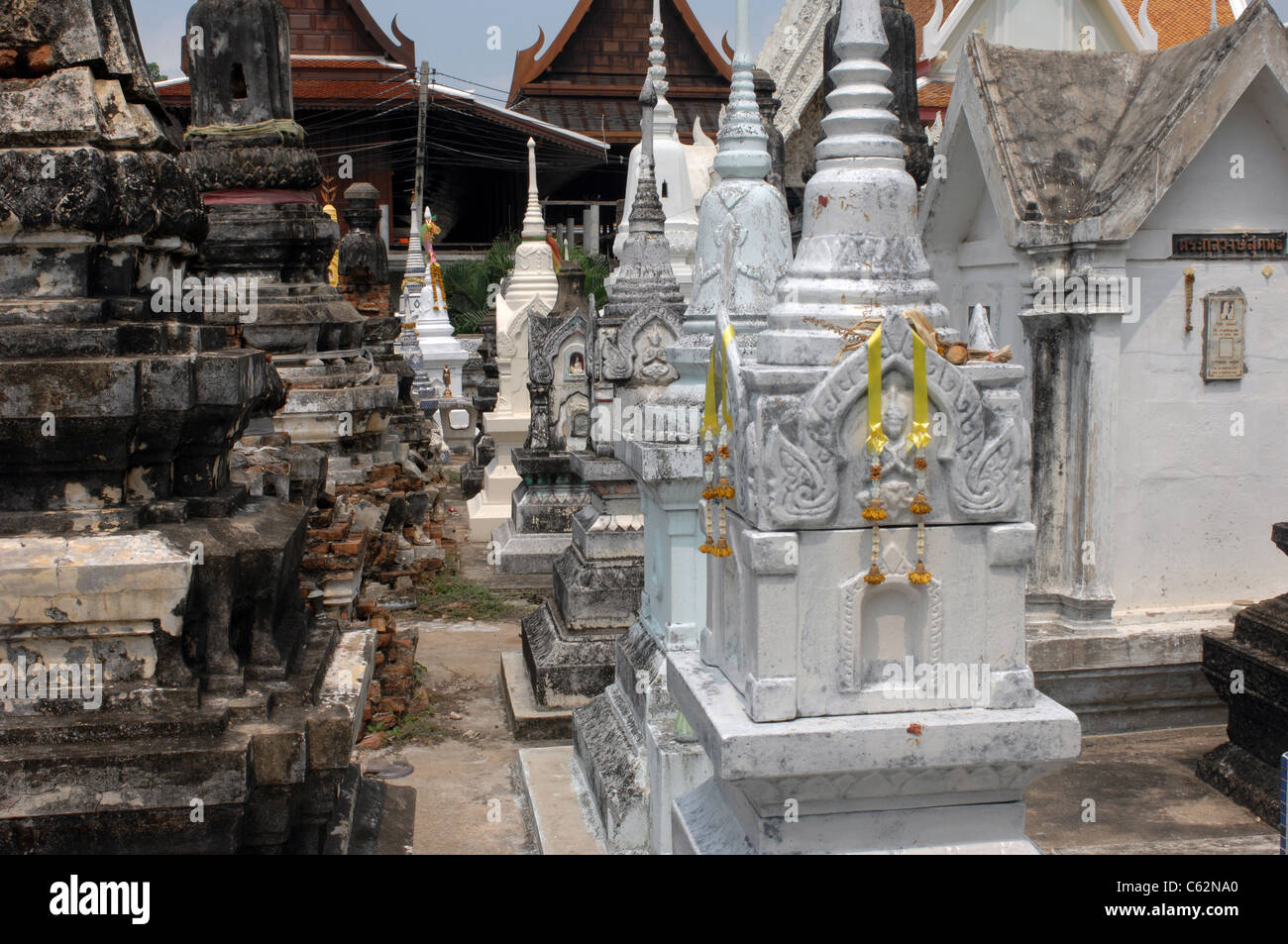 Graveyard, Wat Phanan Choeng Temple, Thailand Stock Photo - Alamy