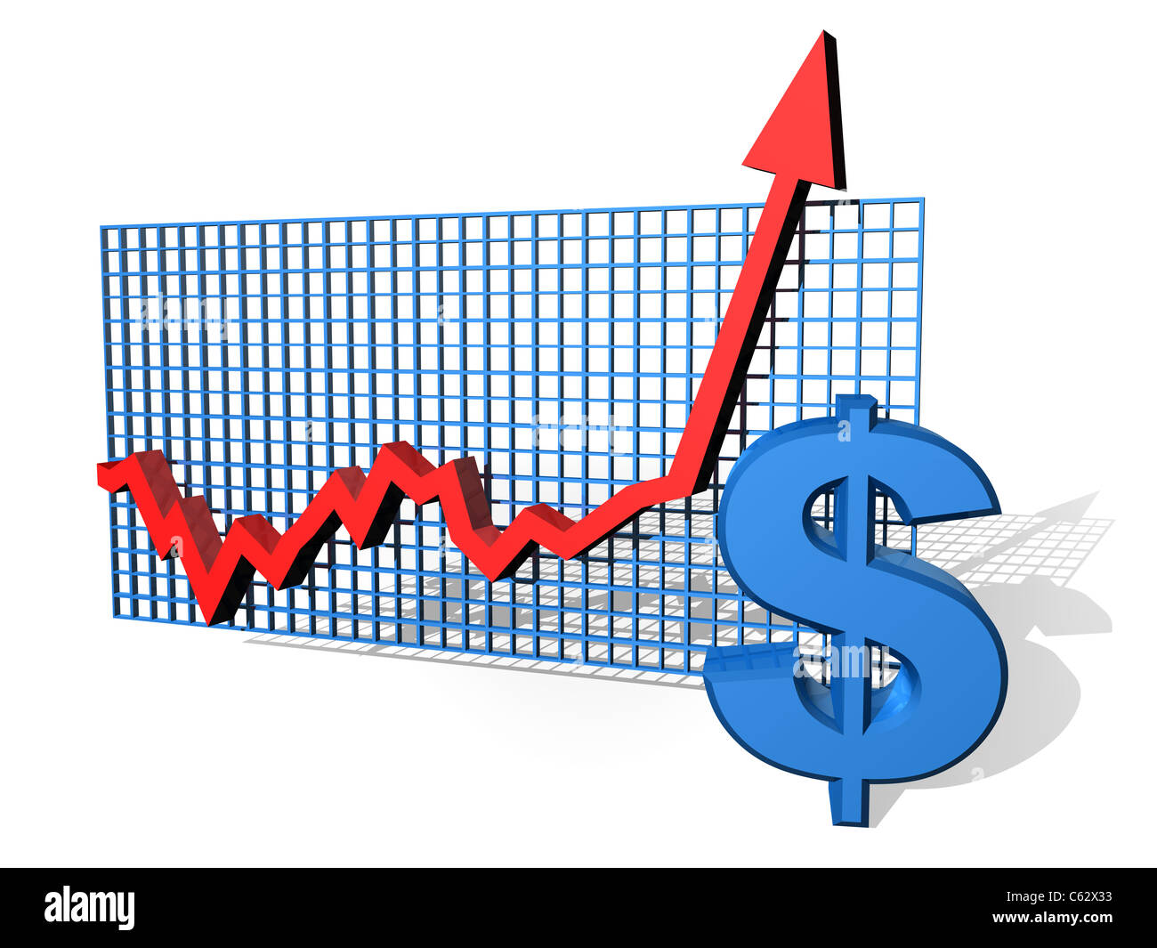 Illustration of a dollar chart on the up Stock Photo - Alamy