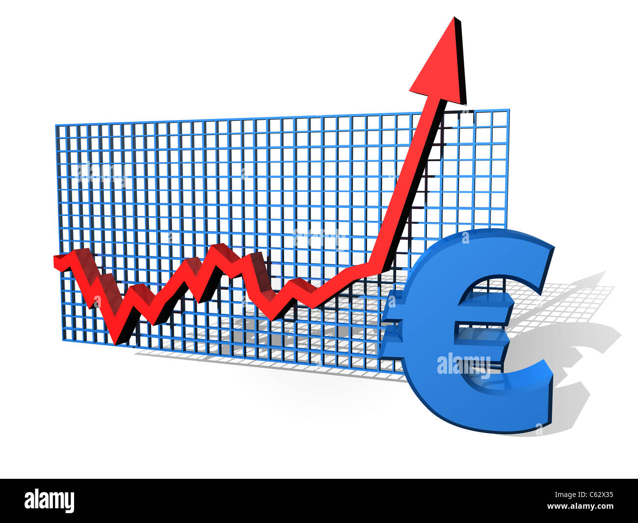 Illustration of a euro chart on the up Stock Photo - Alamy
