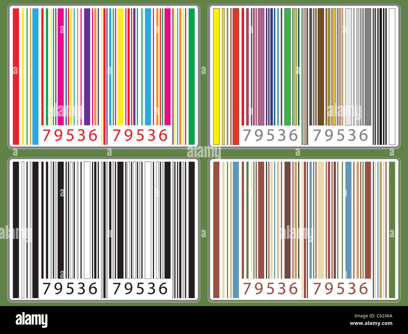 Barcode set of four in different multi-colors Stock Photo - Alamy