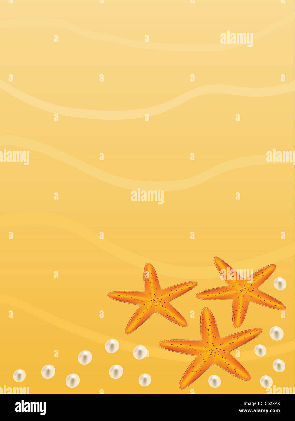 Three starfish arranged on beach with pearls Stock Photo - Alamy