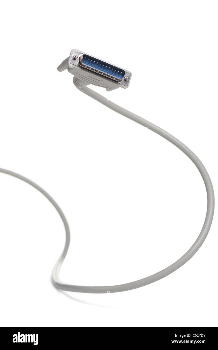 Computer cable LPT. It is isolated on a white background Stock Photo ...