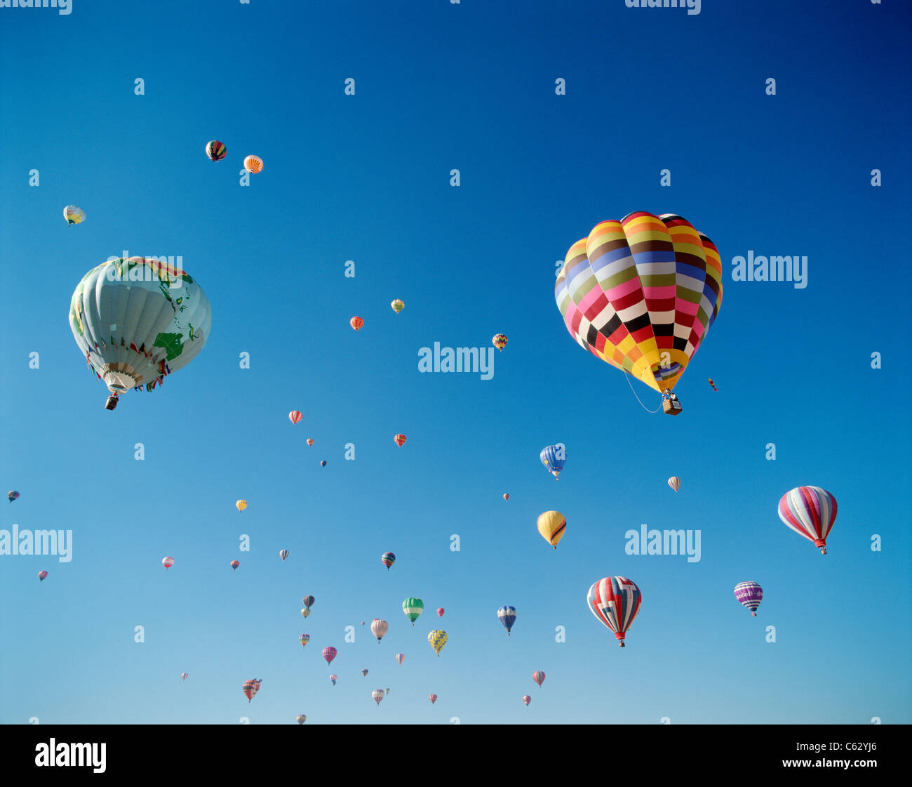 Colourful Hot Air Balloons in Sky, Albuquerque, New Mexico, America ...