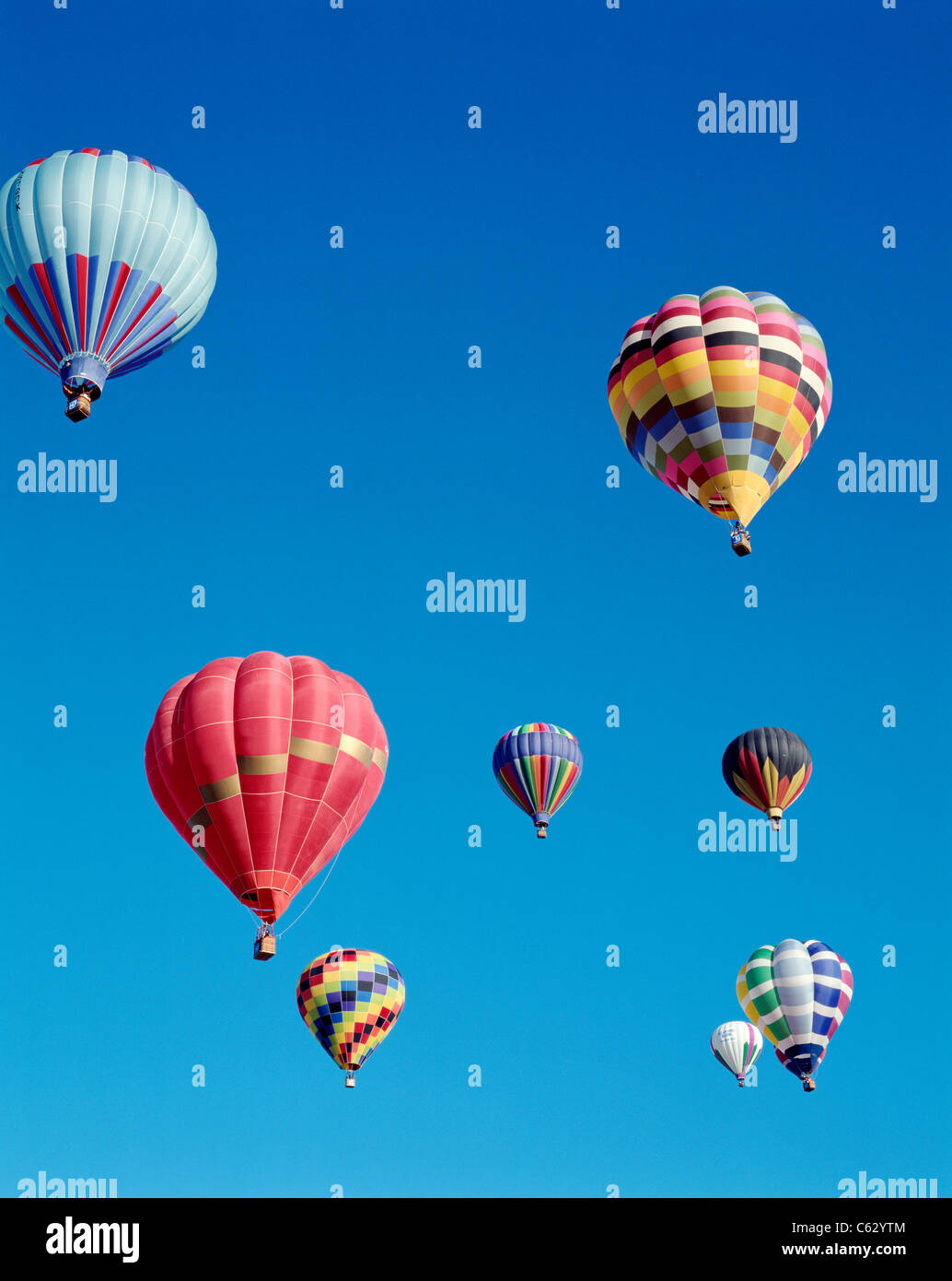 Colourful Hot Air Balloons in Sky, Albuquerque, New Mexico, America ...