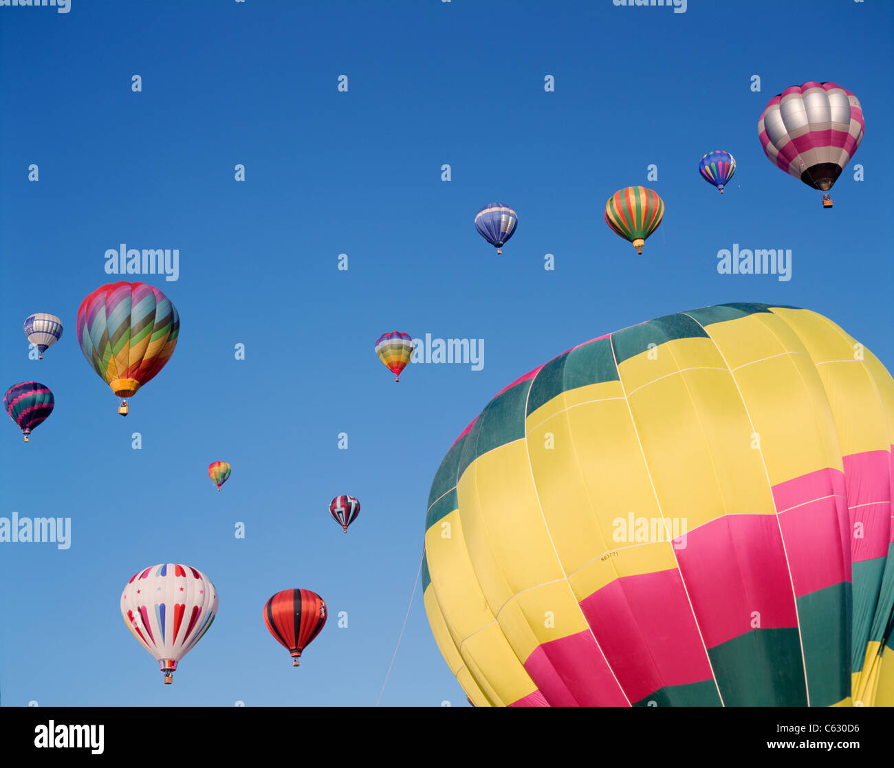 Colourful Hot Air Balloons in Sky, Albuquerque, New Mexico, America ...
