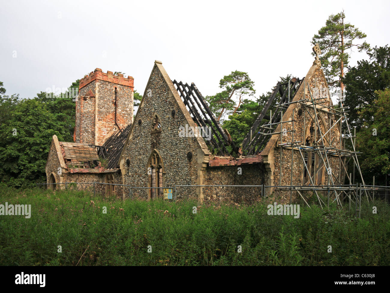 A view of the fire ravaged remains of the Parish Church of St ...