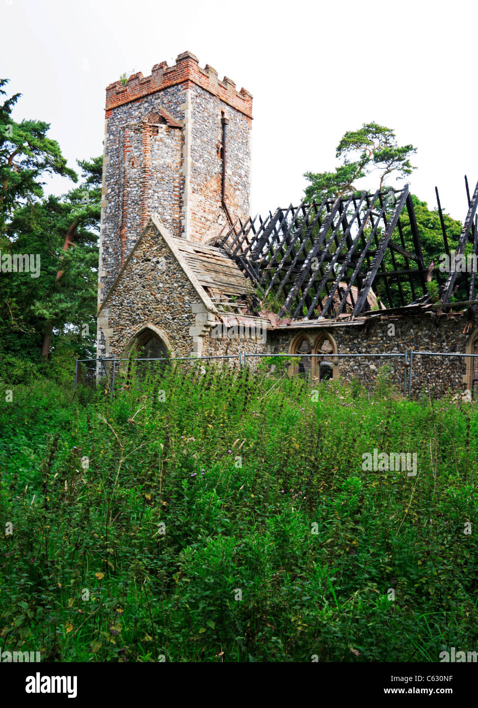 A view of the fire ravaged remains of the Parish Church of St ...