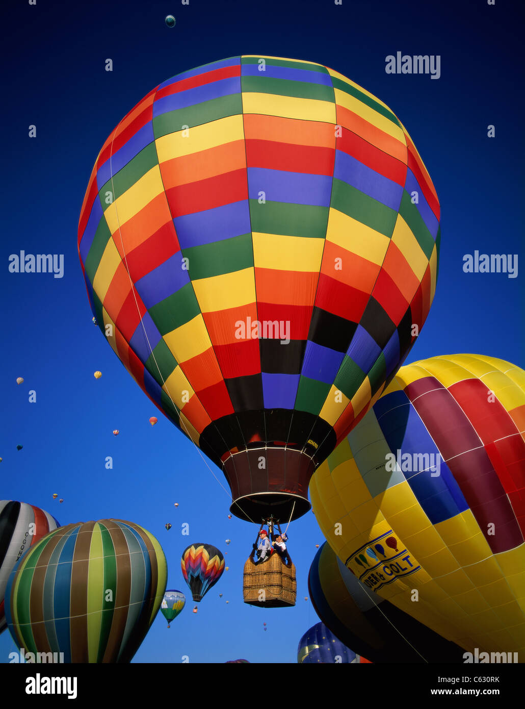 Colourful Hot Air Balloons in Sky, Albuquerque, New Mexico, America ...