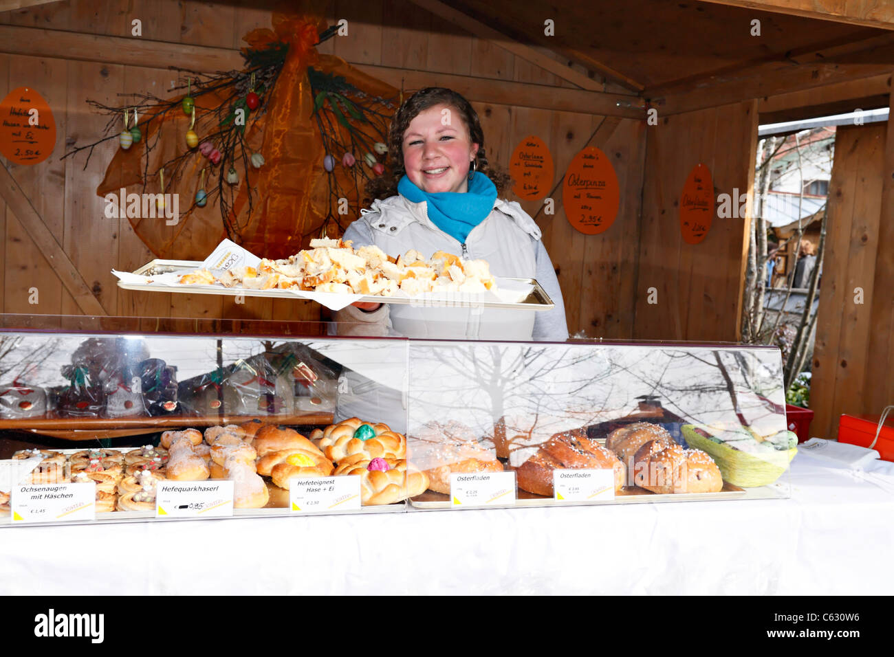 German Easter Market bakery stand, Siegsdorf Chiemgau Upper Bavaria ...