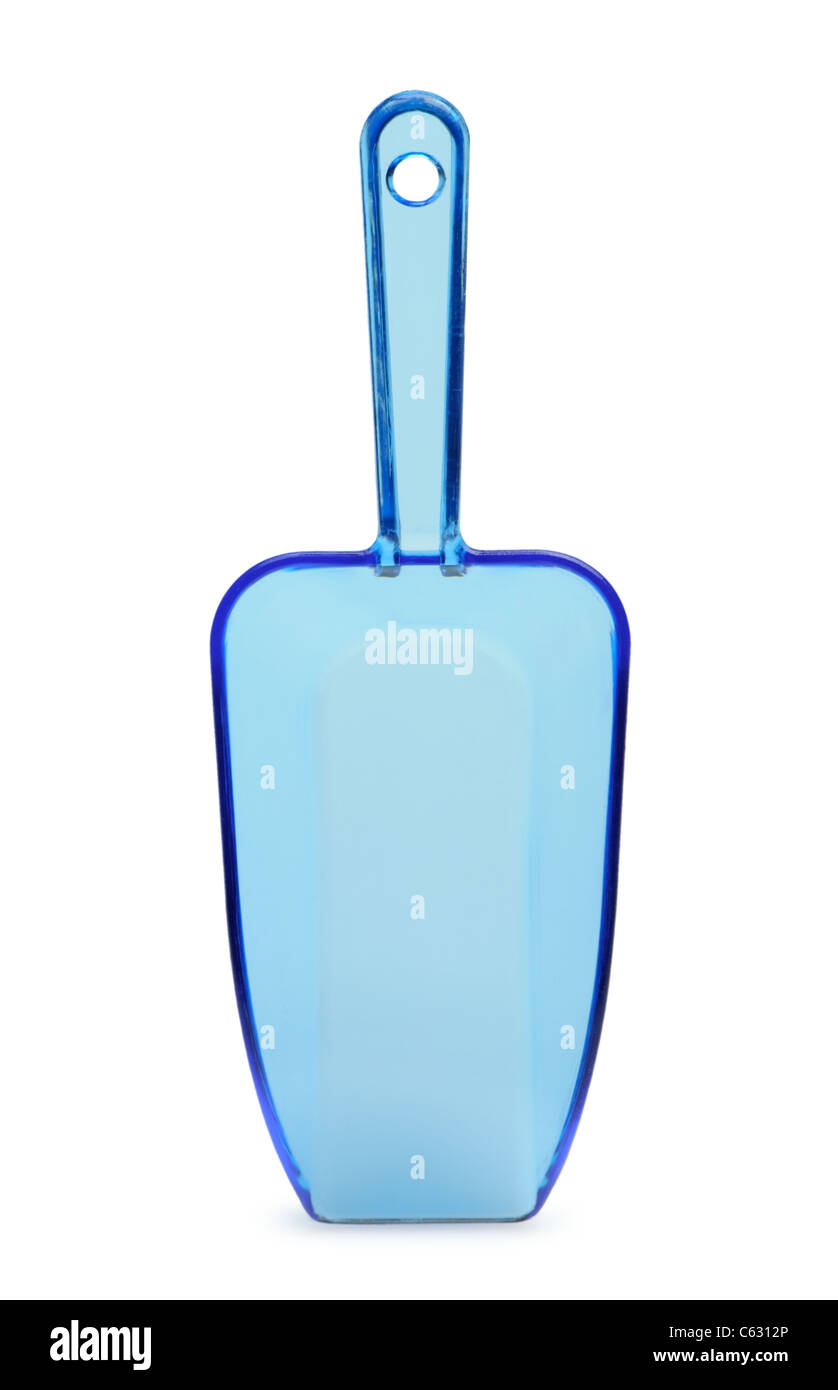Scoop for food stuffs. Transparent, blue color Stock Photo - Alamy