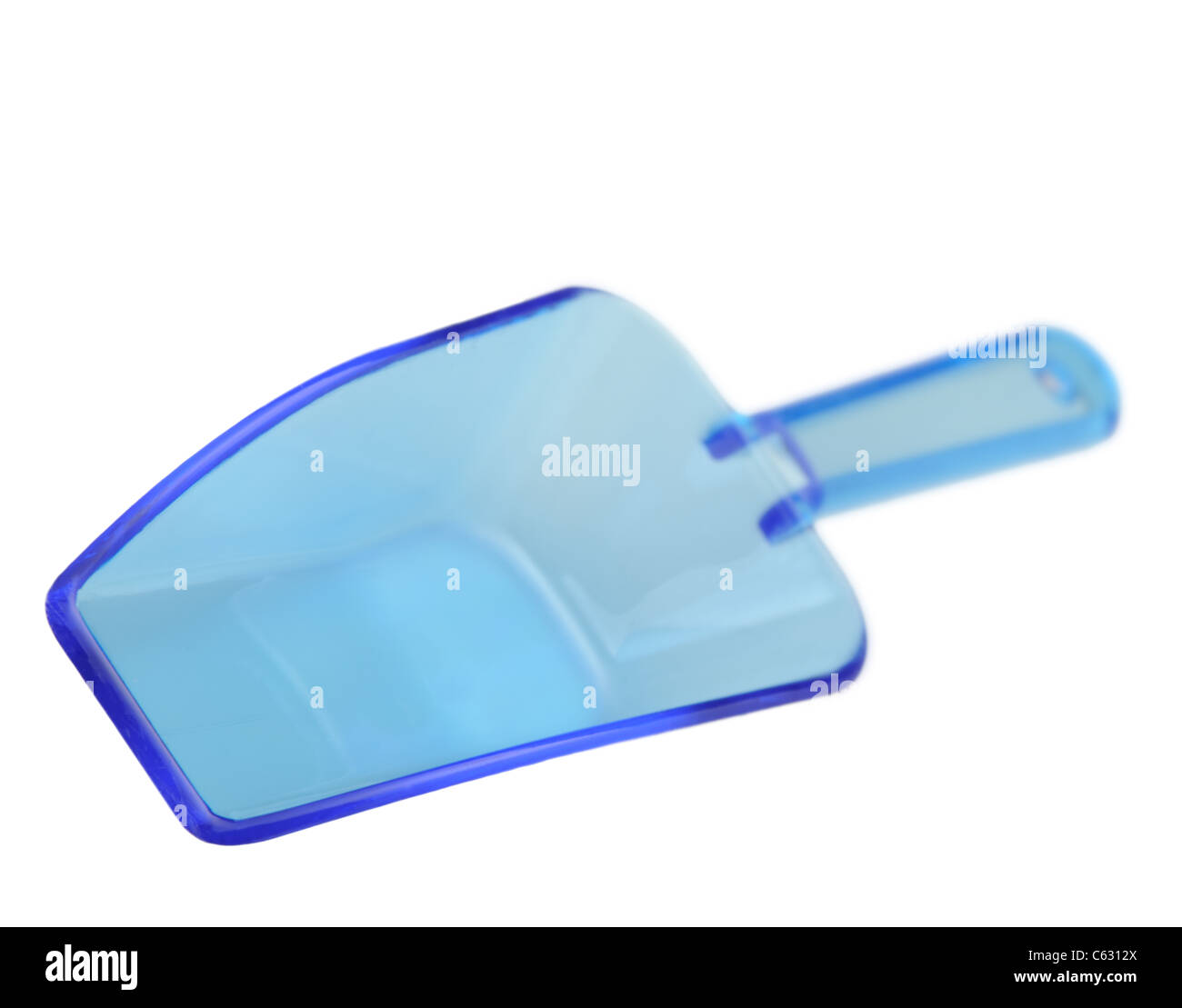 Scoop for food stuffs. Transparent, blue color Stock Photo - Alamy