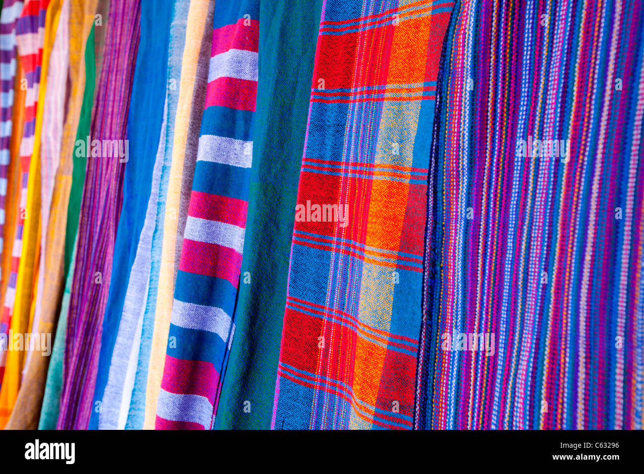 A colourful display of traditional scarves/ shammas woven at the ...