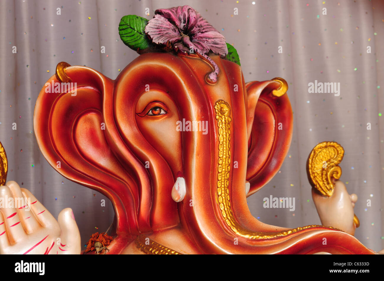 orange god ganesh closeup poona maharashtra Stock Photo - Alamy