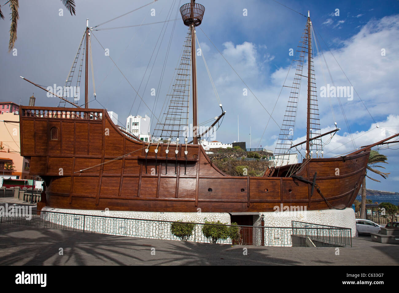 Replica of the Santa Maria, the sailing boat of Columbus, at place ...