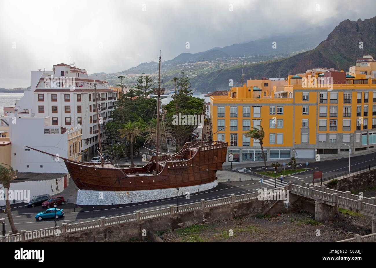 Replica of the Santa Maria, the sailing boat of Columbus, place Alameda ...