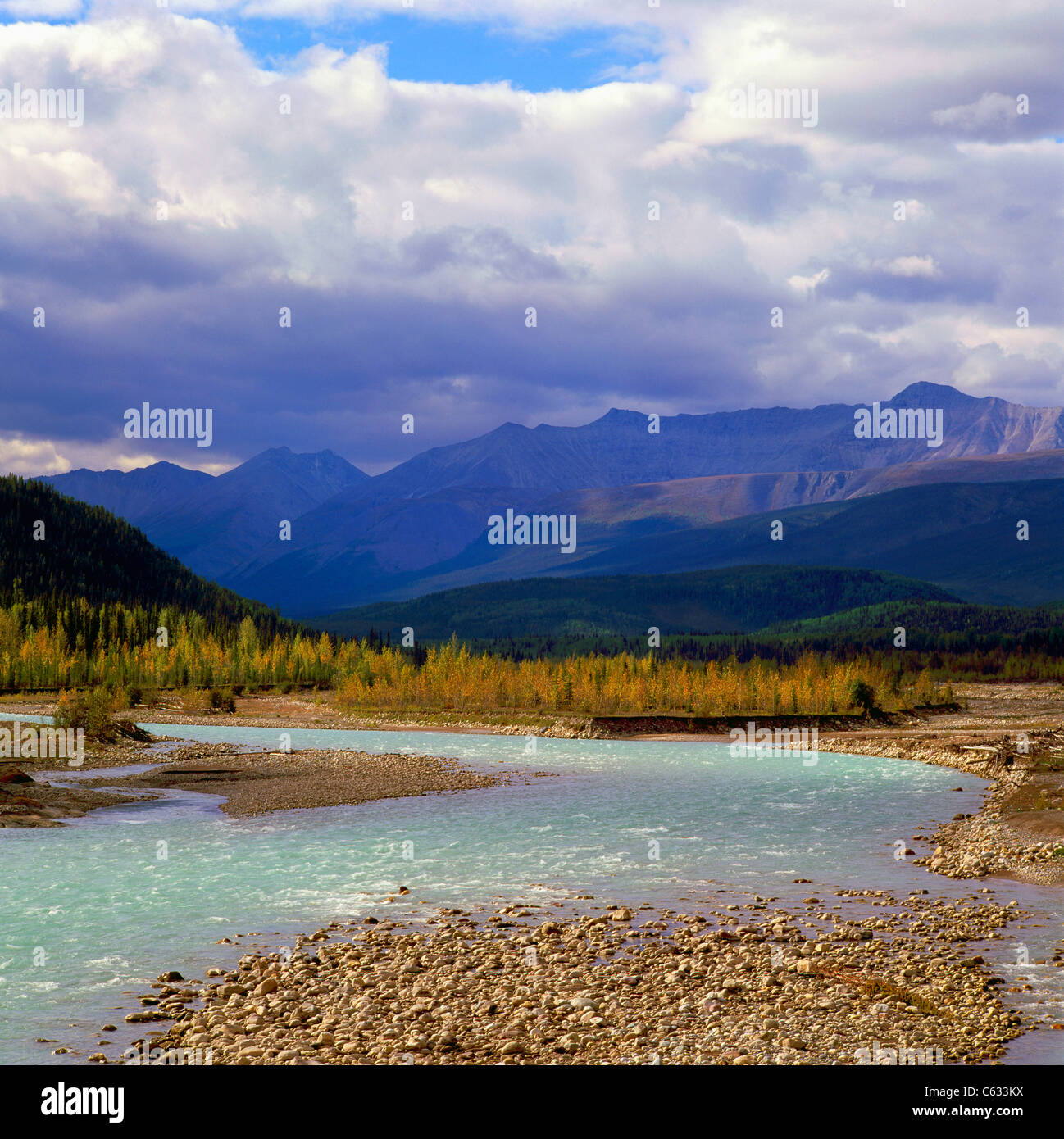 Racing River, Boreal Forest, and Northern Rocky Mountains along Alaska ...