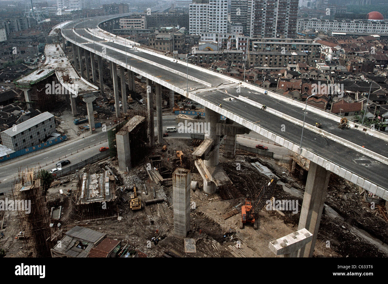 Road building construction of Inner ring road which is a flyover all ...