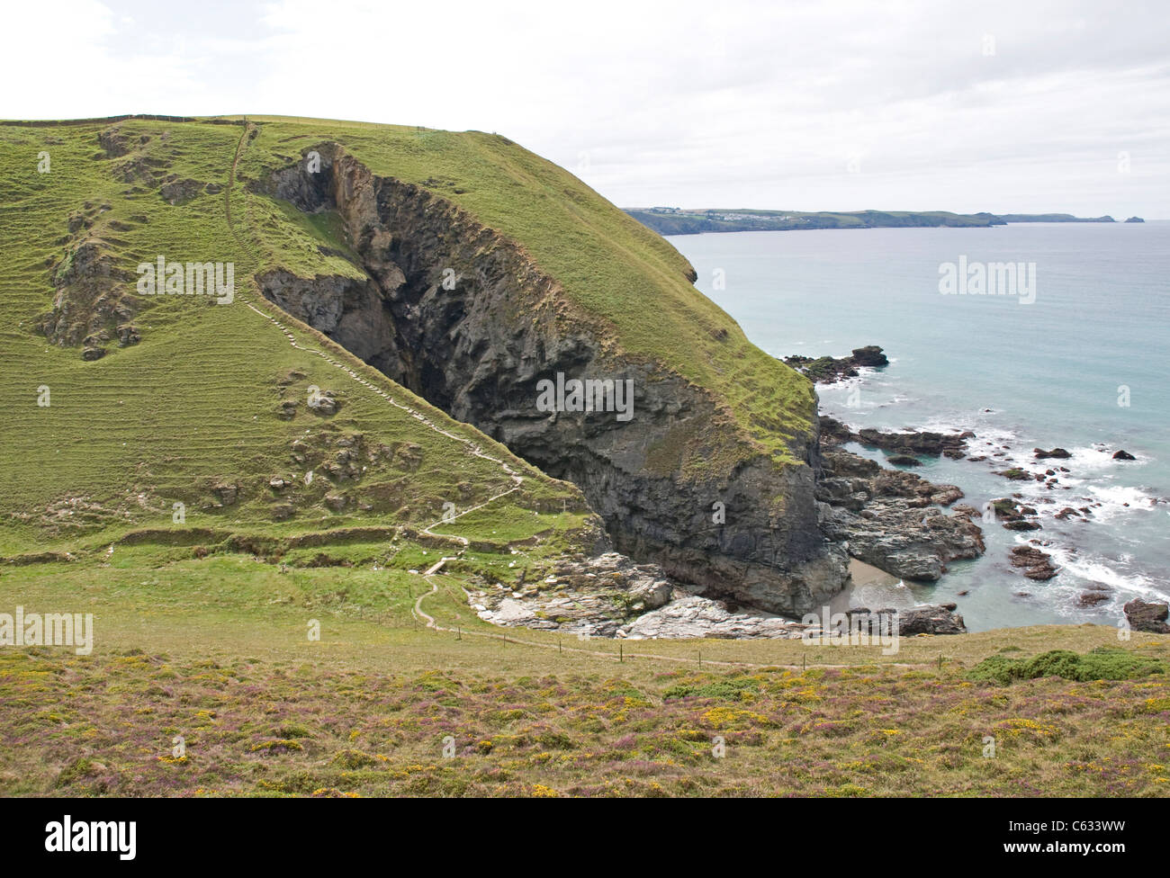 On the coast path in north Cornwall at Jackets Point near Delabole ...
