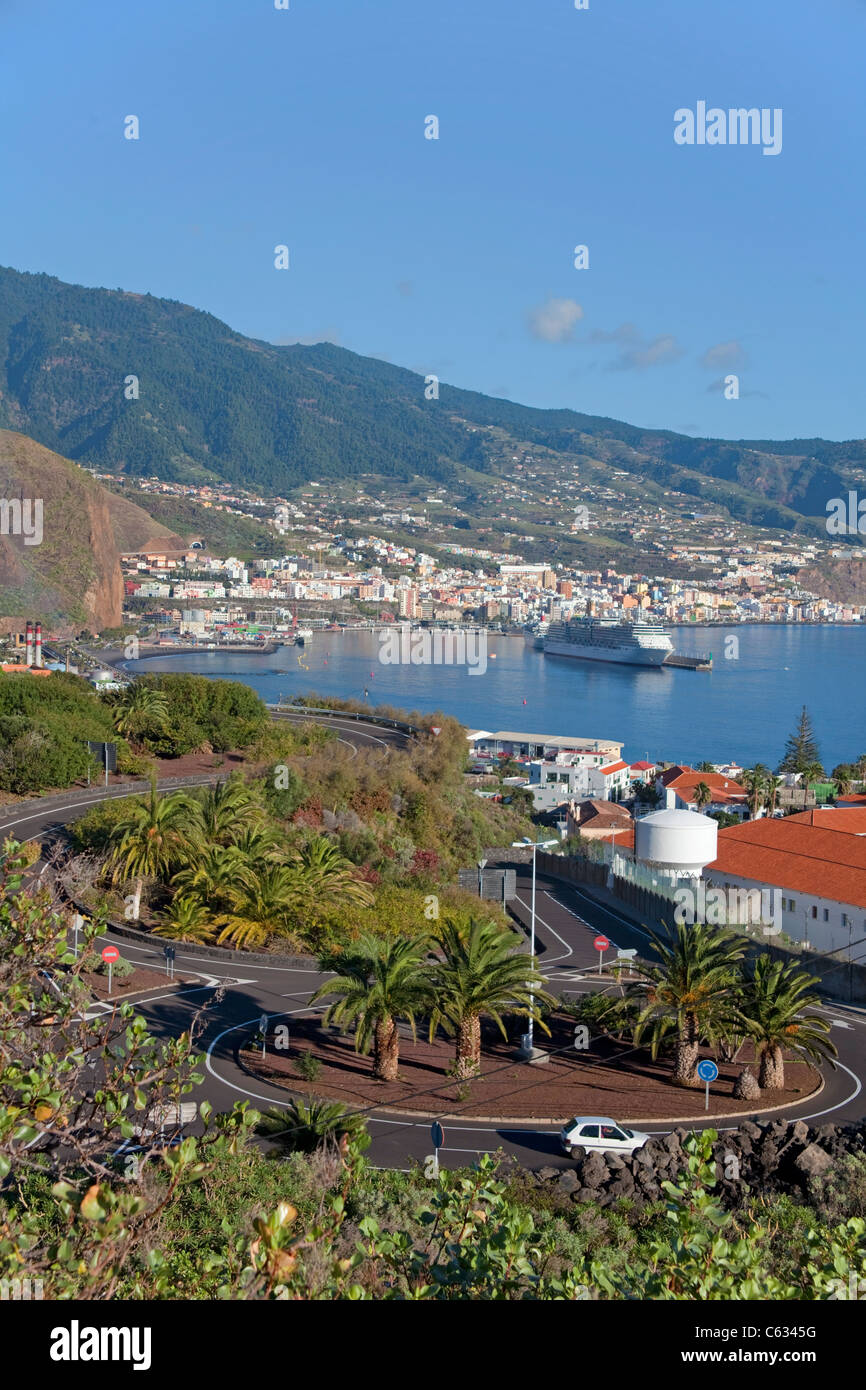 Cruise ship at the harbour of Santa Cruz, La Palma, Canary islands ...