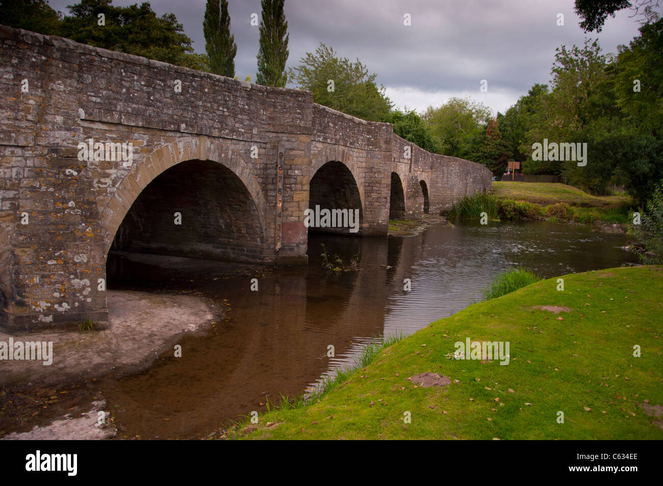 Bridge over River Clun Leintwardine Herefordshire England UK Stock ...