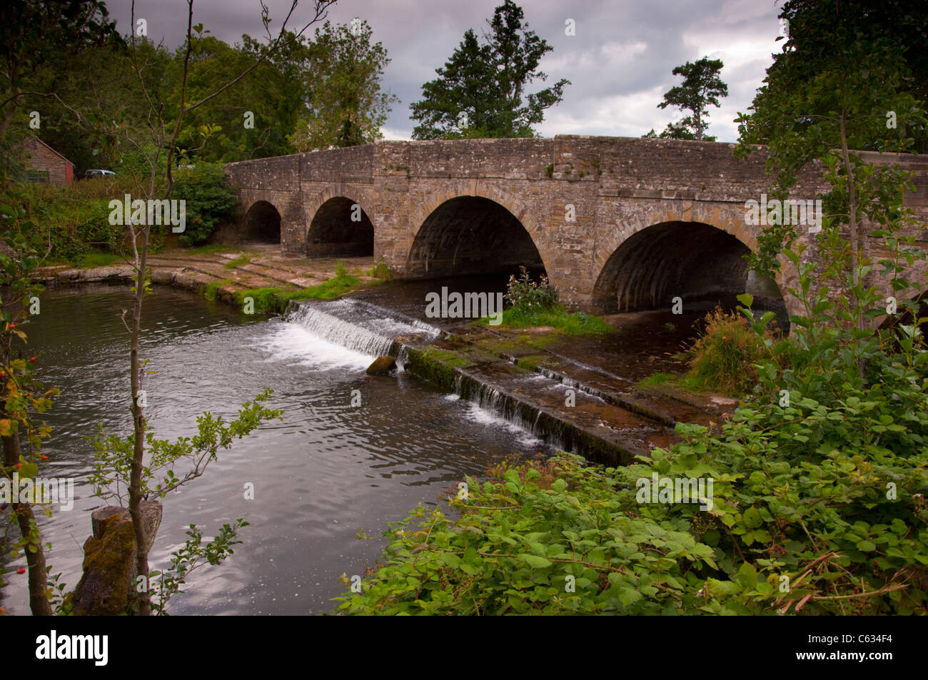 Bridge over River Clun Leintwardine Herefordshire England UK Stock ...