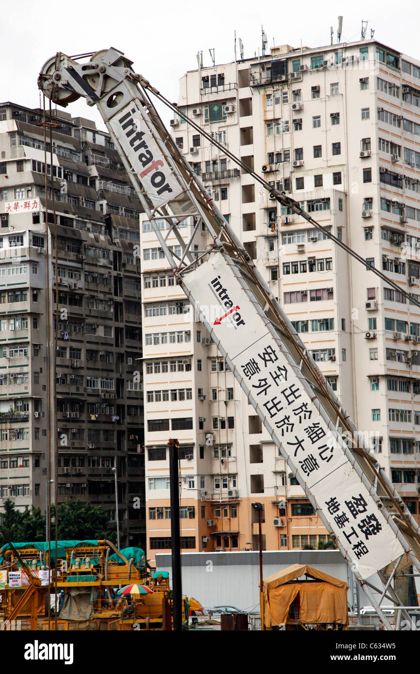 Building on a construction site showing property development in Hong ...