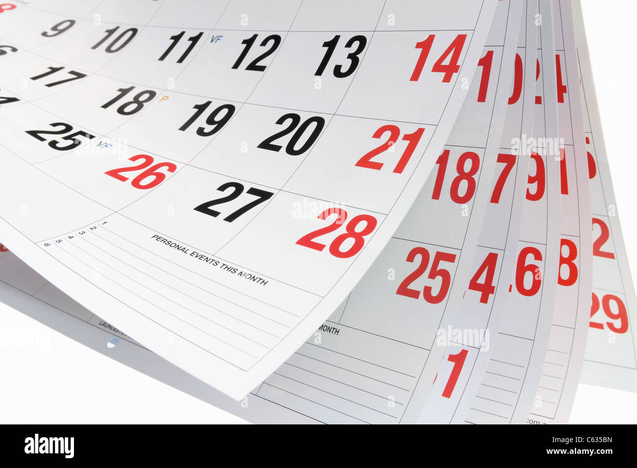 Calendar sheets hi-res stock photography and images - Alamy