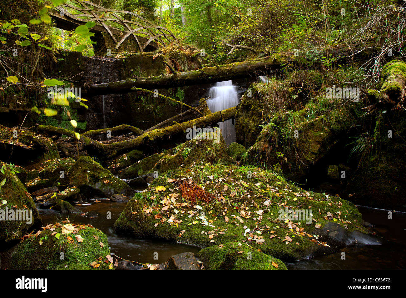 Waterfall near Bellingham, Northumberland Stock Photo - Alamy