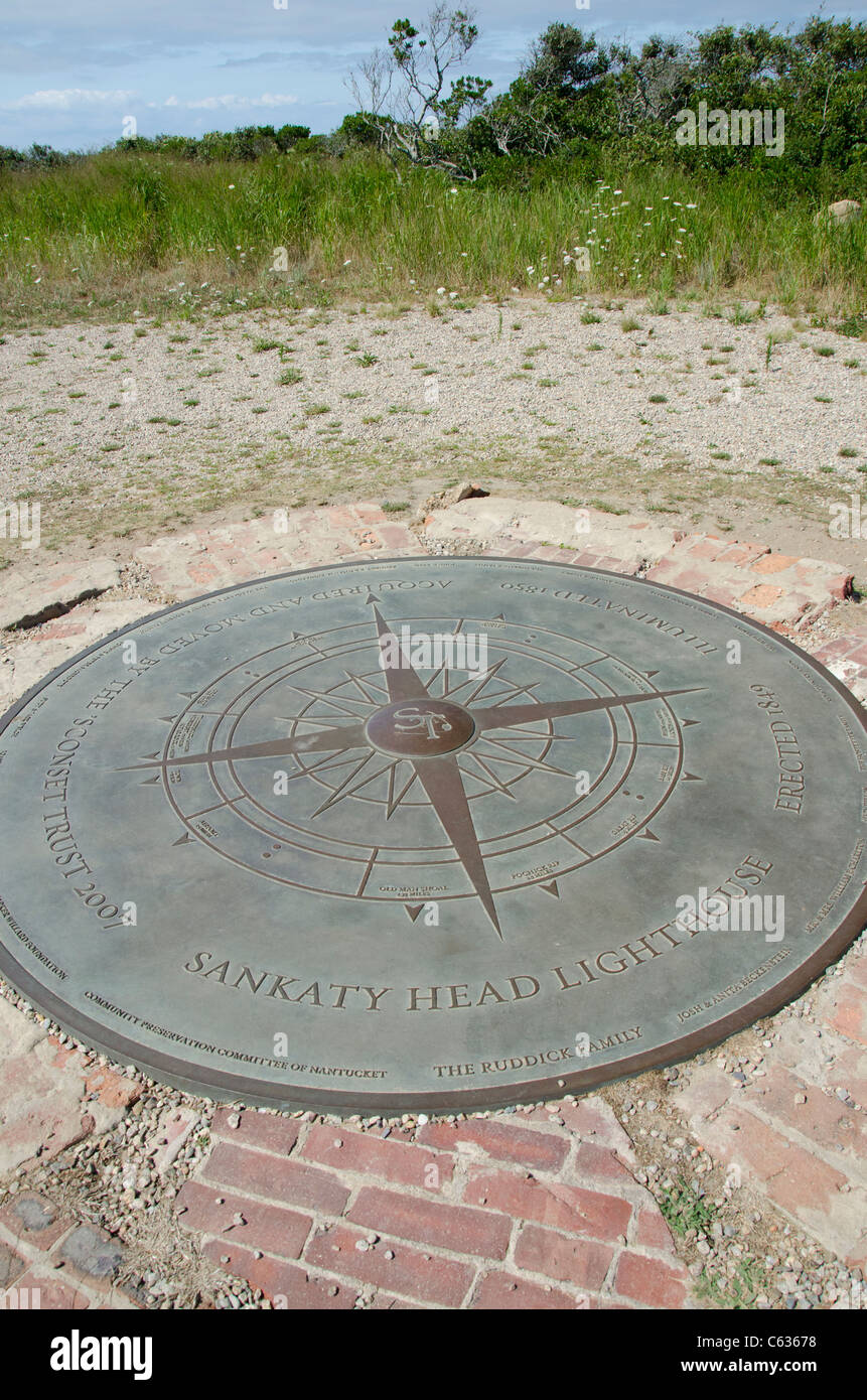 Massachusetts, Nantucket. Sankaty Head lighthouse marker Stock Photo ...