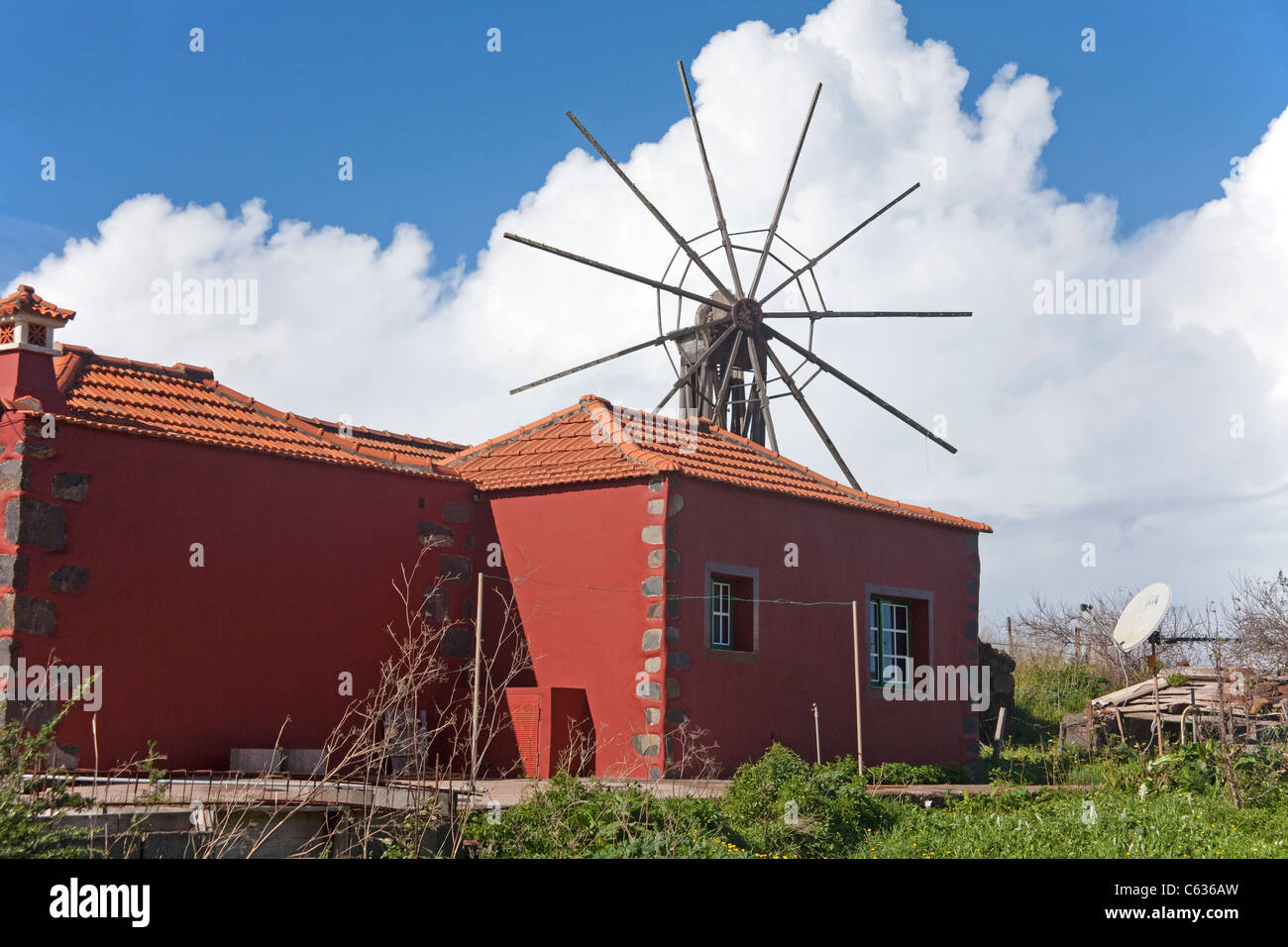 Old windmill at Garafia, La Palma, Canary islands, Spain, Europe Stock ...