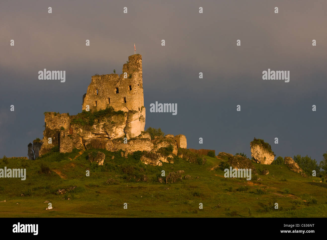 Castle ruins in sunset light Stock Photo - Alamy