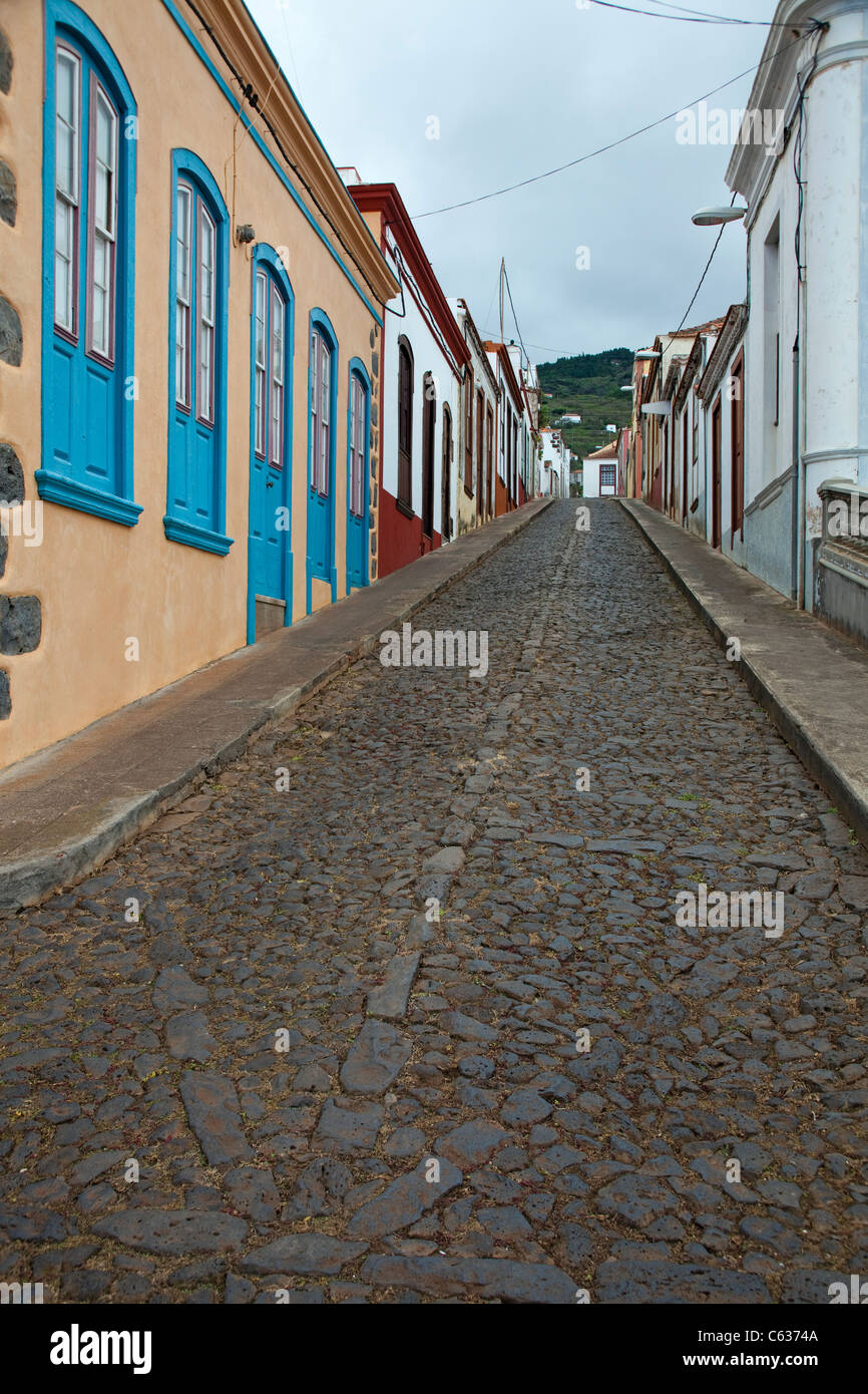 Colourful houses at Santo Domingo de Garafia, La Palma, Canary islands ...