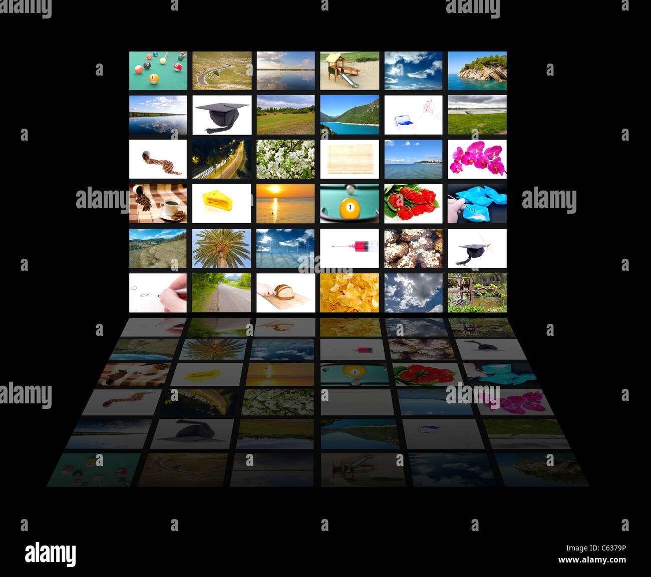 Tv screen showing pictures, all used images are my property Stock Photo ...