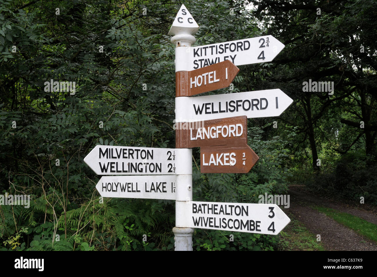 Road Sign with Directions to Places in Somerset Stock Photo - Alamy